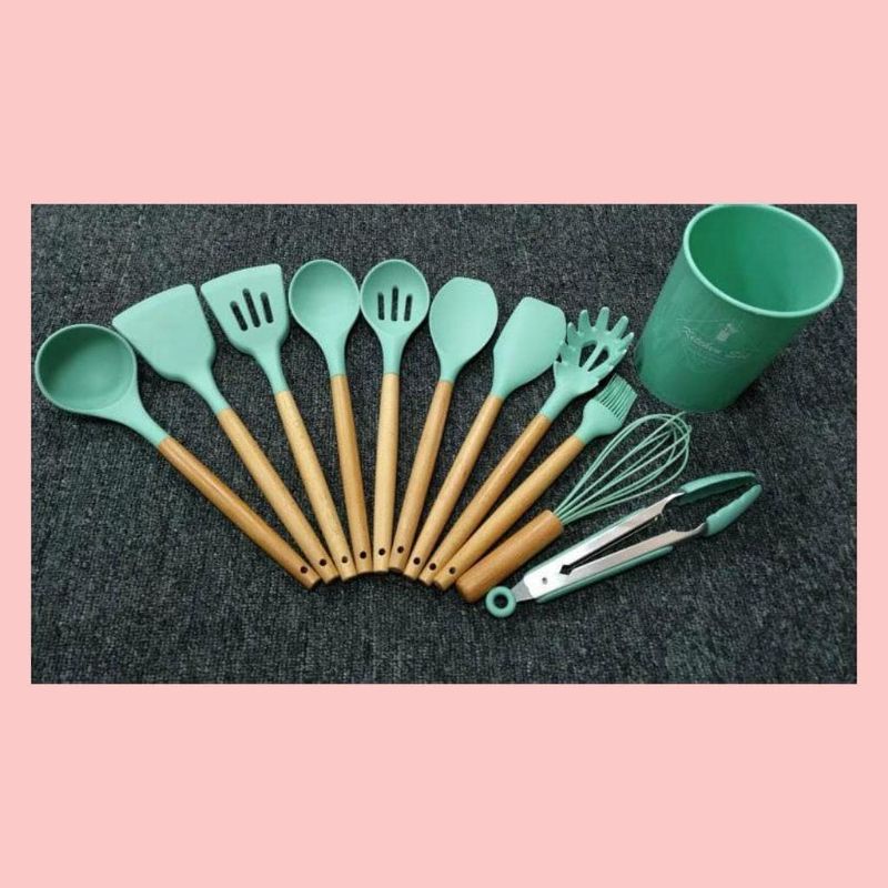 Jual SILICONE KITCHEN UTENSILS SET Green | Shopee Indonesia