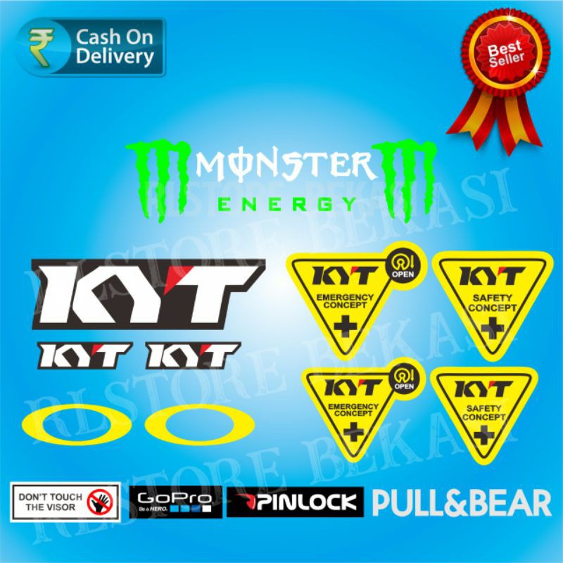 Jual Paket Stiker Visor Helm KYT Monster Energy Isi 14Stiker | Shopee ...