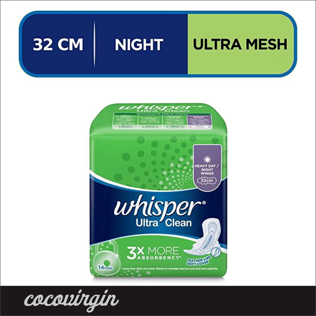 Jual WHISPER Ultra Clean Nights Thin X Long Wing Sanitary Pads 31cm Isi ...