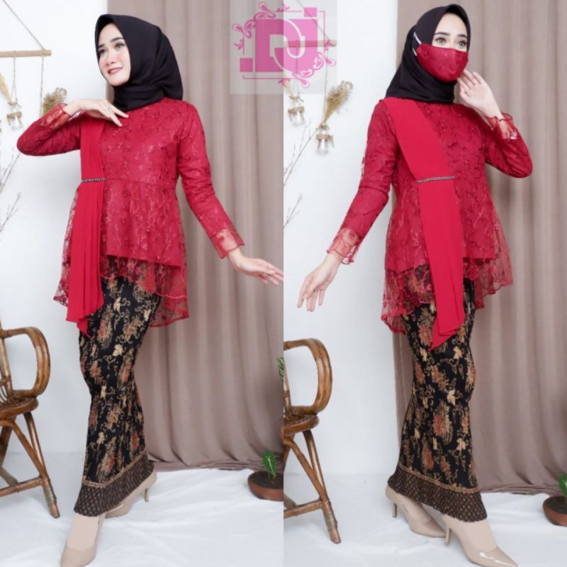Jual REALPICT kebaya selendang brokat tulle dona 1 / kebaya muslim ...