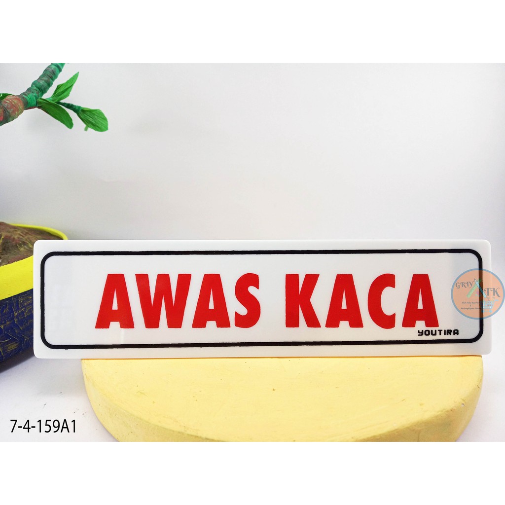 Jual Sign board label peringatan akrilik acrylic Awas Kaca | Shopee ...