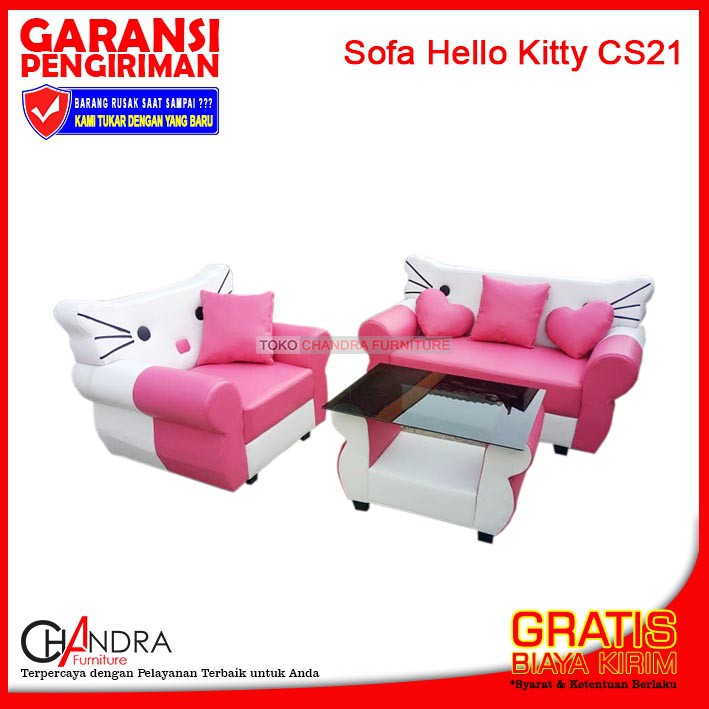 Jual SOFA HELLO KITTY 021 + MEJA SUPER MEWAH BERGARANSI (Sofa Sudut, Kursi Ruang Tamu, Sofa Anak ...