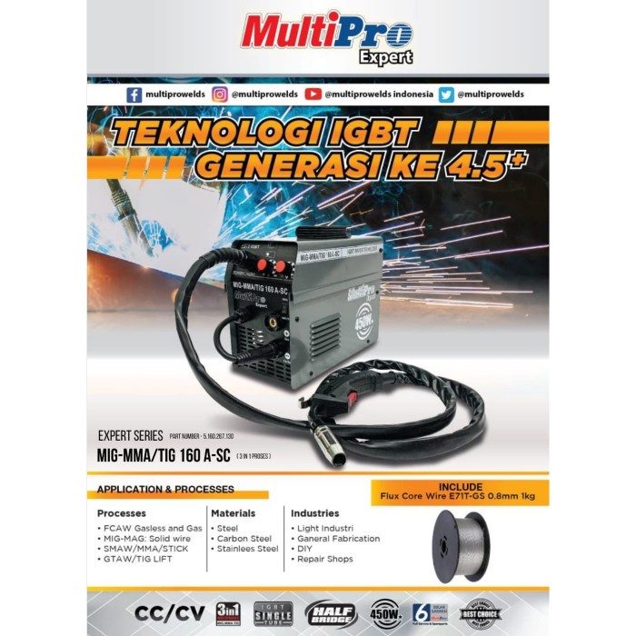 Jual MESIN TRAVO LAS MULTIPRO MIG MMA TIG 160 A-SC SMAW FCAW GTAW ARGON ...