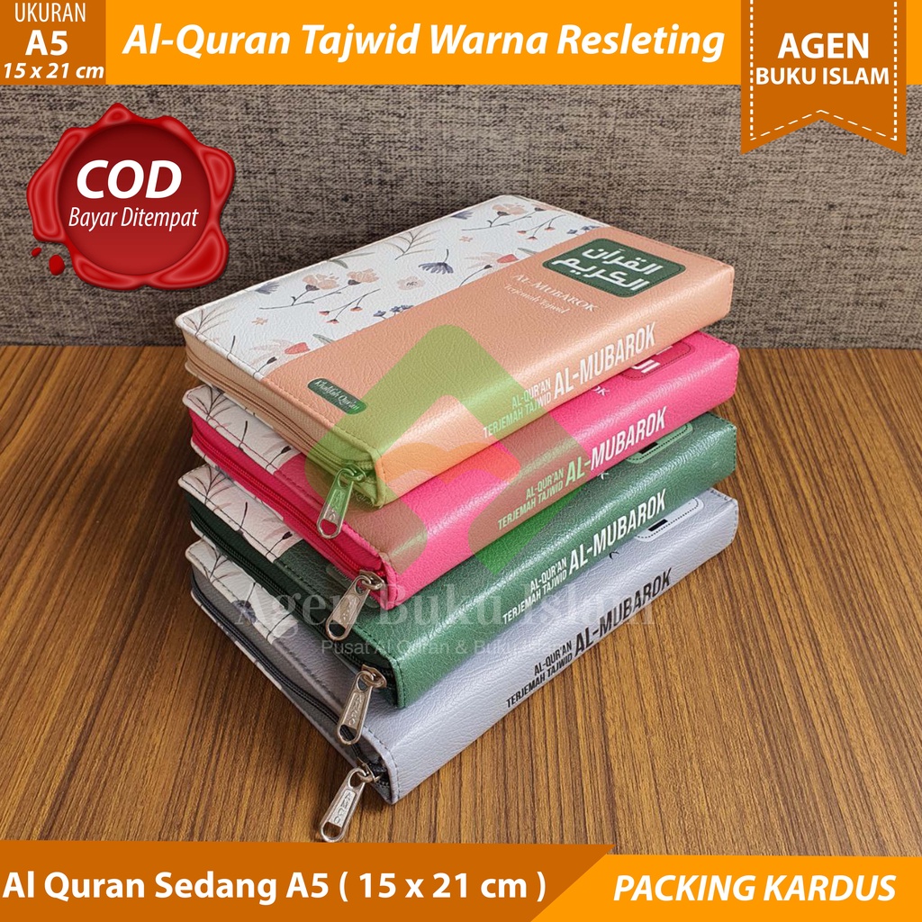 Jual Bisa COD Al Quran Tajwid Warna Al Mubarok A5 Resleting Alquran ...