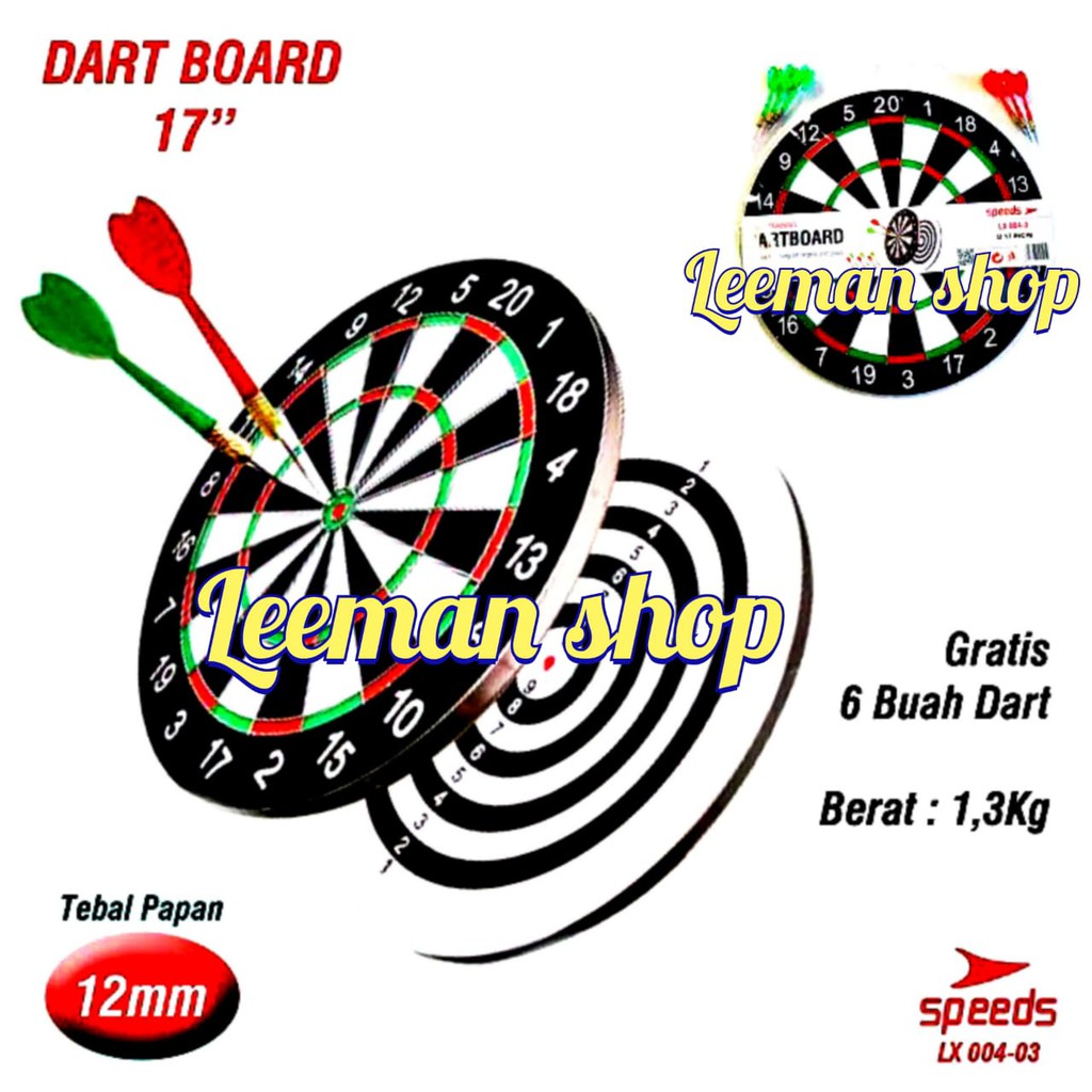 Jual DART GAME BESAR 17 INCH / PAPAN DART BOARD BESAR UKURAN 43 CM ...