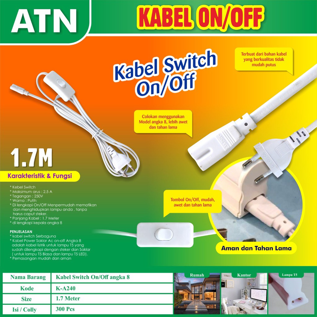 Jual COD-KABEL LAMPU TL ON/OFF 1.7M SIAP PAKAI | Shopee Indonesia