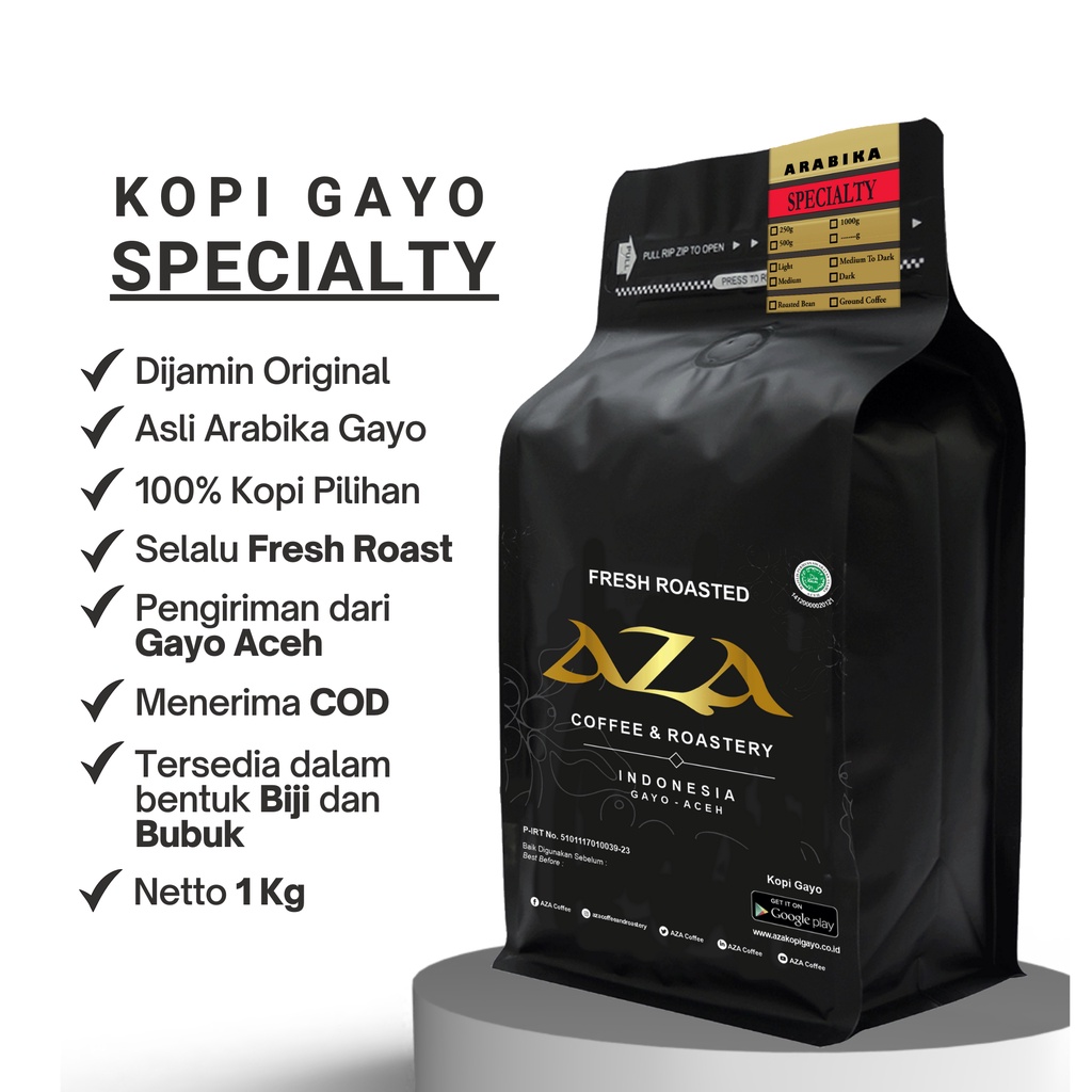 Jual Kopi Arabika Gayo Aceh Specialty Coffe 1Kg - Kopi Bubuk/Biji- AZA ...