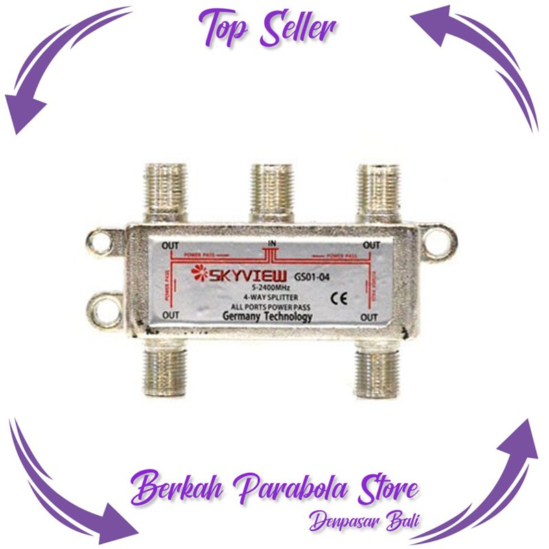 Jual Splitter 4 Way Skyview GS01-04 Untuk TV Kabel UHF Parabola Produk ...