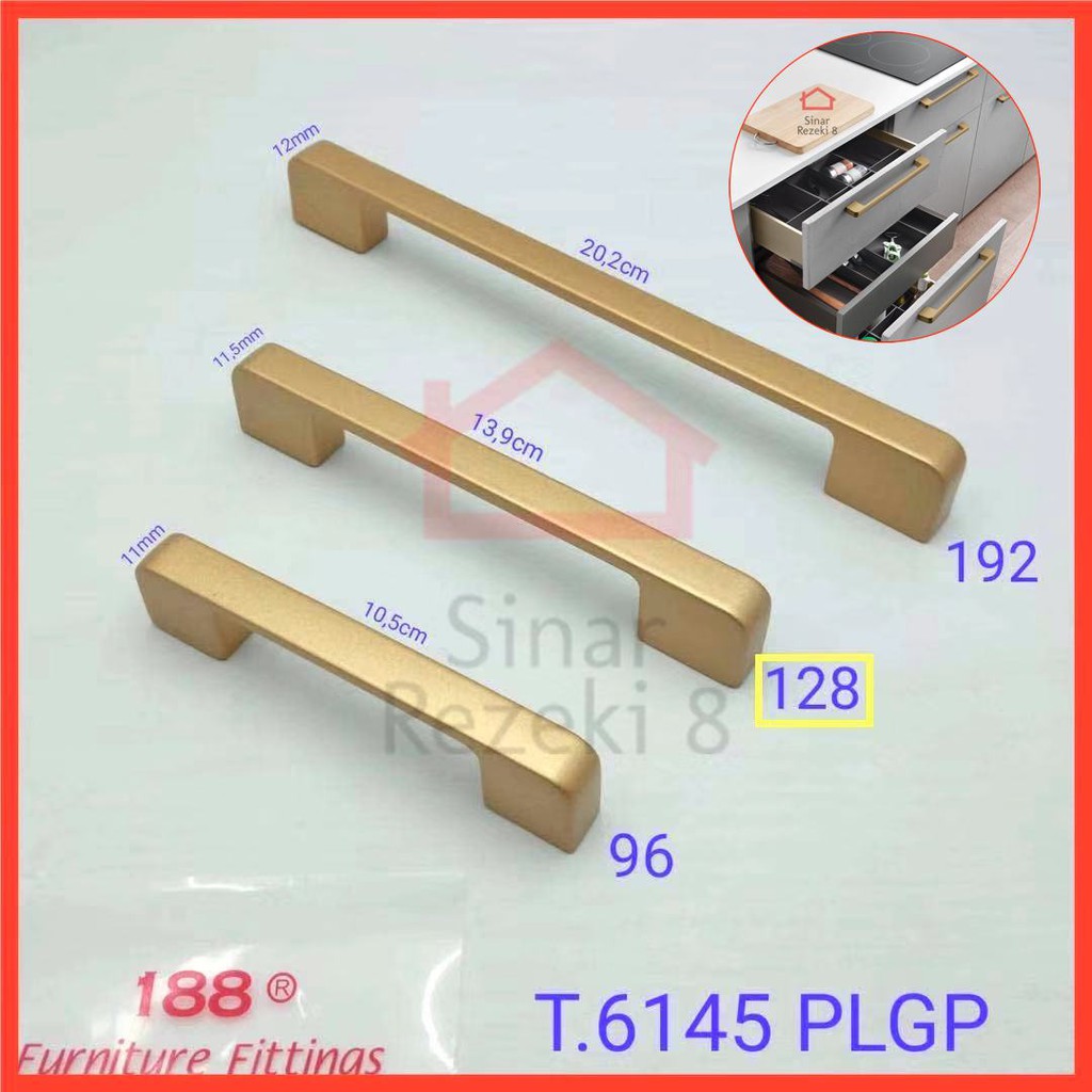 Jual Tarikan 6145 GOLD Emas Gagang Handle Laci Pintu Lemari Minimalis ...