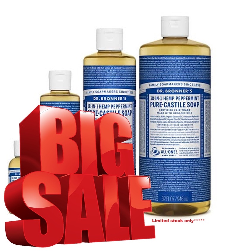 Jual (BPOM) Dr. Bronner's Pure Castile Liquid Soap Dr Bronner 237 / 473 / 946 ml sabun cair ...