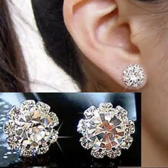 Jual Anting Tusuk Wanita Berlian Imitasi Model Bunga Matahari Ear Studs ...