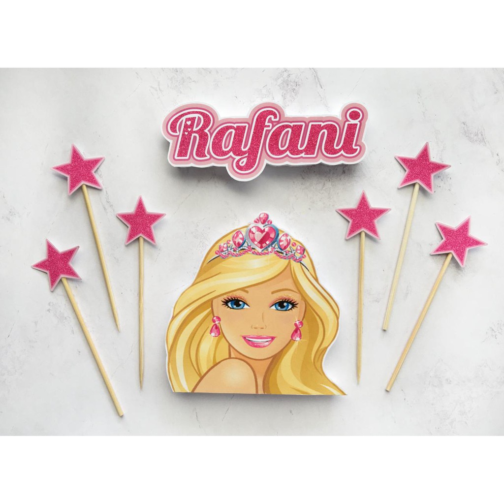 Jual Topper BARBIE plus NAMA utk hiasan cake dll | Shopee Indonesia