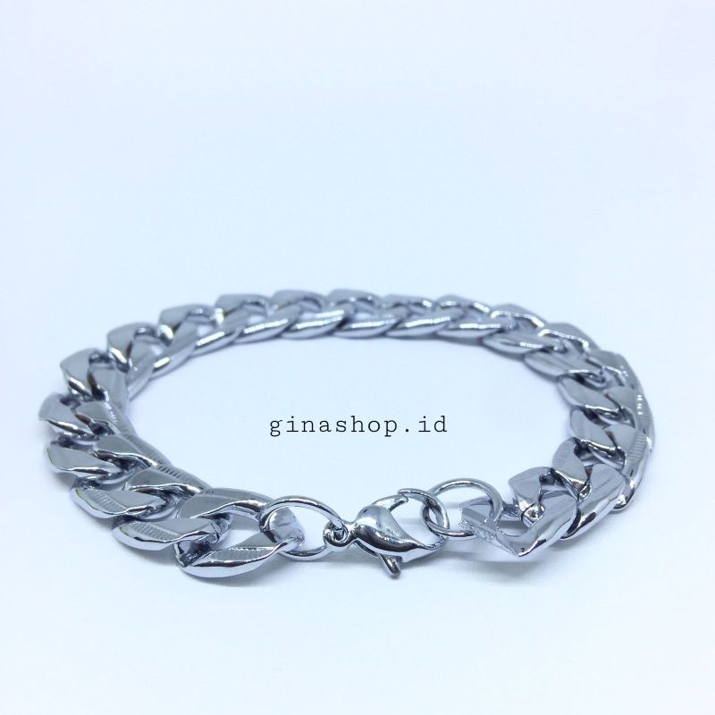 Jual Gelang Pria Metal Silver Panjang 22-26cm bahan Titanium Anti Karat ...