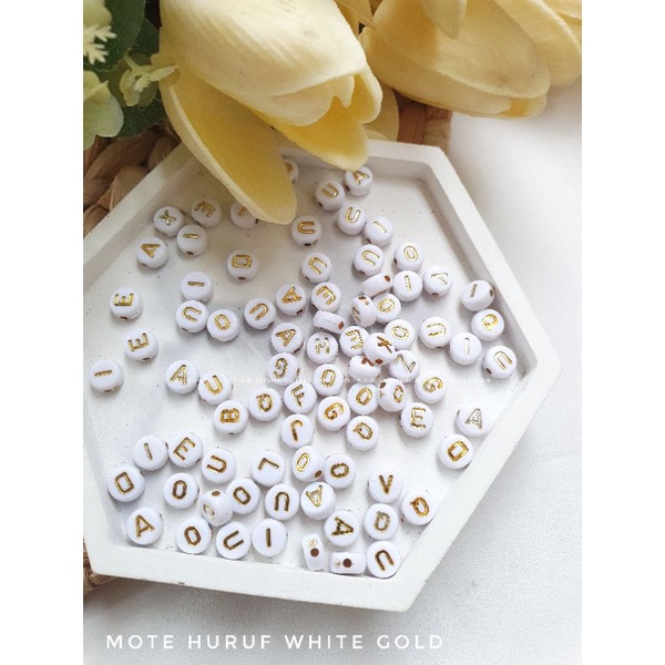 Jual MANIK MOTE HURUF BULAT WHITE GOLD ABJAD MOTE ALFABET BULAT ...
