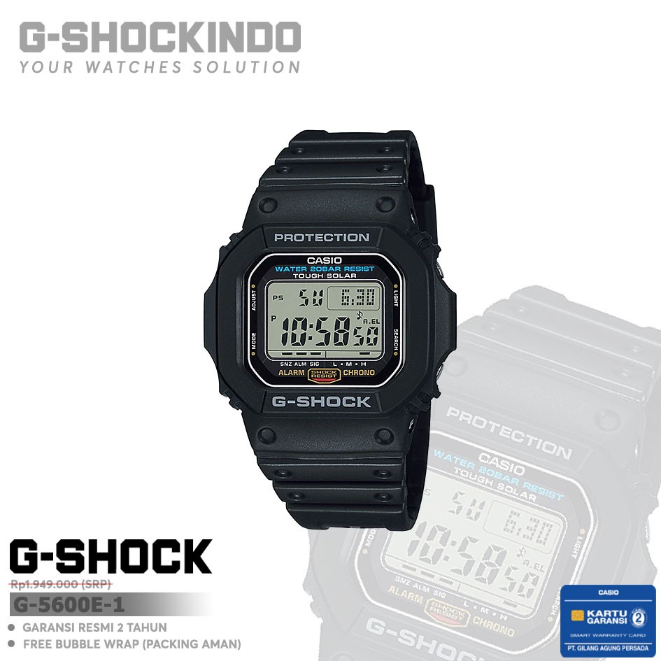 Jual Casio G-Shock G-5600E-1 / G-5600E-1DR Original | Shopee Indonesia