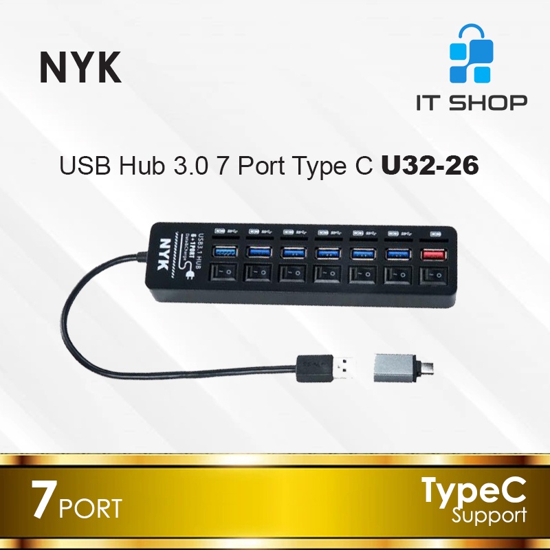 Jual NYK USB Hub 3.0 7 Port Type C - U32-26 | Shopee Indonesia