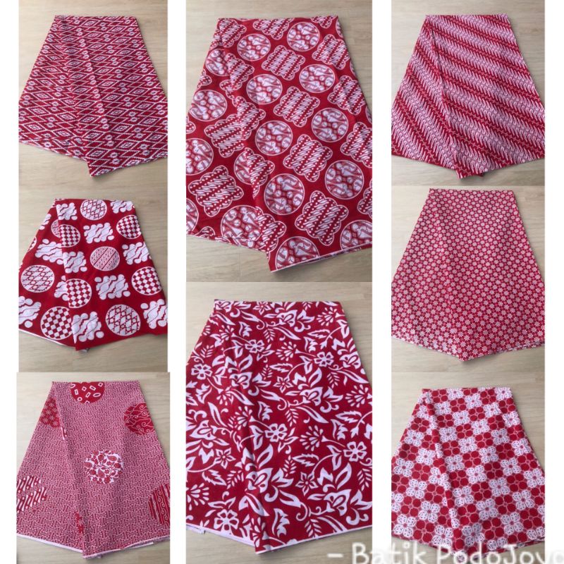 Jual KAIN BATIK WARNA MERAH PUTIH / KAIN BATIK LAWASAN MOTIF TRUNTUM ...