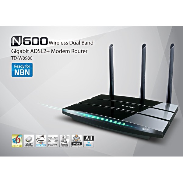 Jual TP-LINK N600 Wireless Dual Band Gigabit ADSL2+ Modem Router TD ...