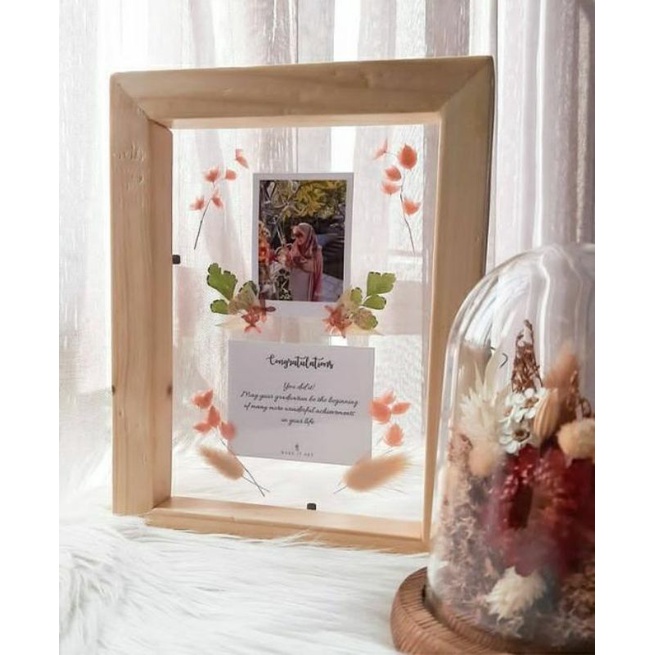 Jual Figura Double Acrylic Dried Flower Frame / Birthday Gift / Anniversary Gift / Happy Wedding ...