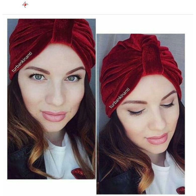 Jual Turbandewasa/turban instan/turban bludru polos velvet/turban pesta ...