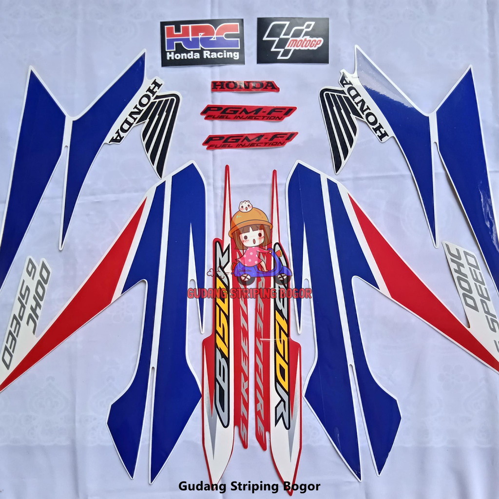 Jual STIKER STRIPING BODY MOTOR HONDA CB 150R 2014 PUTIH MERAH BIRU ...