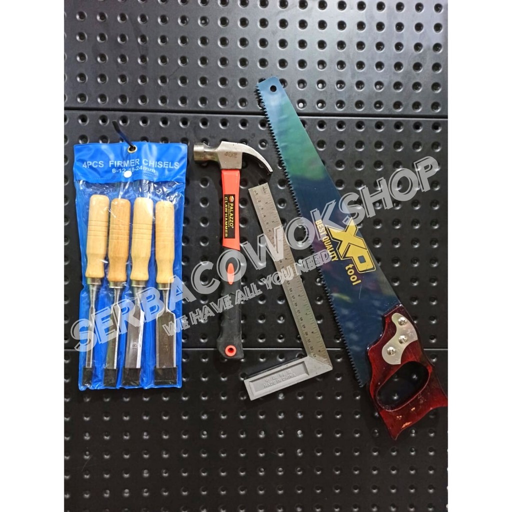 Jual Paket Alat Tukang Palu Fiber 8 oz-Pahat Set Kayu-Sikumeter 10 Inch ...