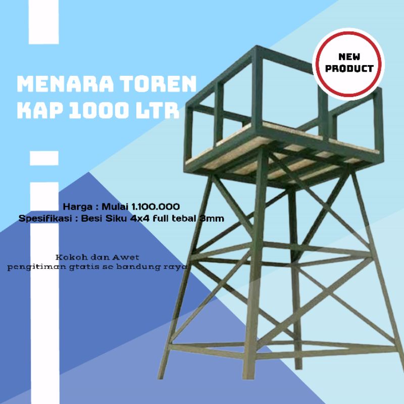 Jual tiang menara toren tanki air 1000 liter T. 3 metet / menara torn ... Jual tiang menara toren tanki air 1000 liter T. 3 metet / menara torn ...