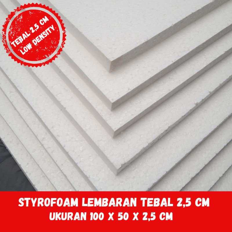 Jual styrofoam lembaran 2,5 cm low density ukuran 100 x 50 cm | Shopee ...
