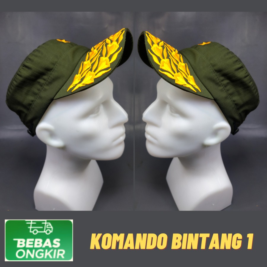 Jual TOPI KOMANDO TNI AD PATI BINTANG SATU RIPSTOK WARNA ARMY | Shopee ...