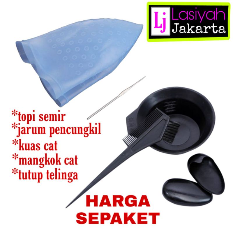 Jual barbershop mangkok semir cat rambut topi Highlight high light kuas ...