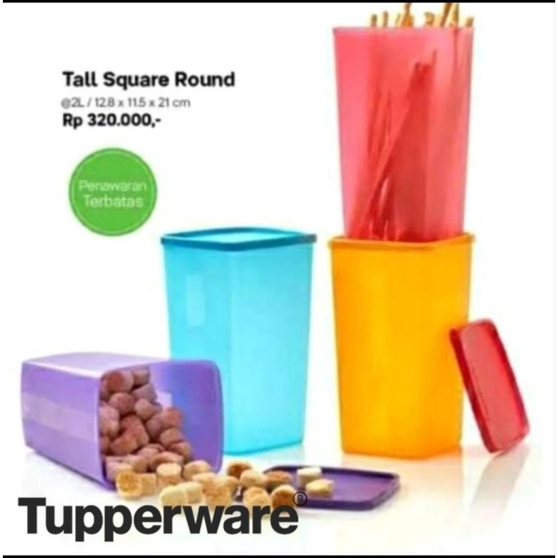 Jual Tupperware tall square round - wadah astor - toples wafer | Shopee ...
