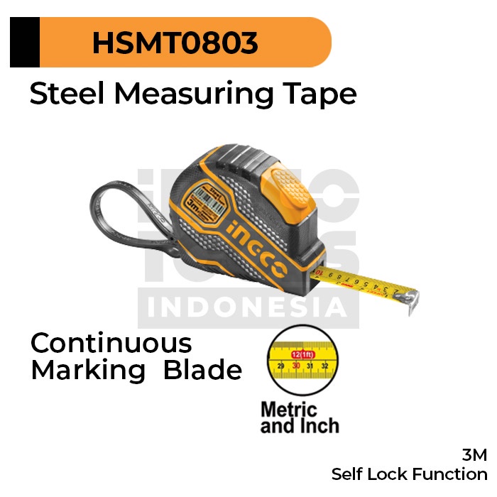 Jual Steel Measuring Tape (3 m) INGCO HSMT0803 - Meteran Ukur Besi 3m Meter | Shopee Indonesia
