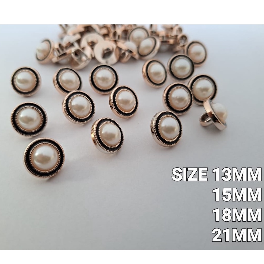 Jual Kancing mutiara list timbul ukuran 13 mm/15mm/18mm/21mm 100 pcs ...