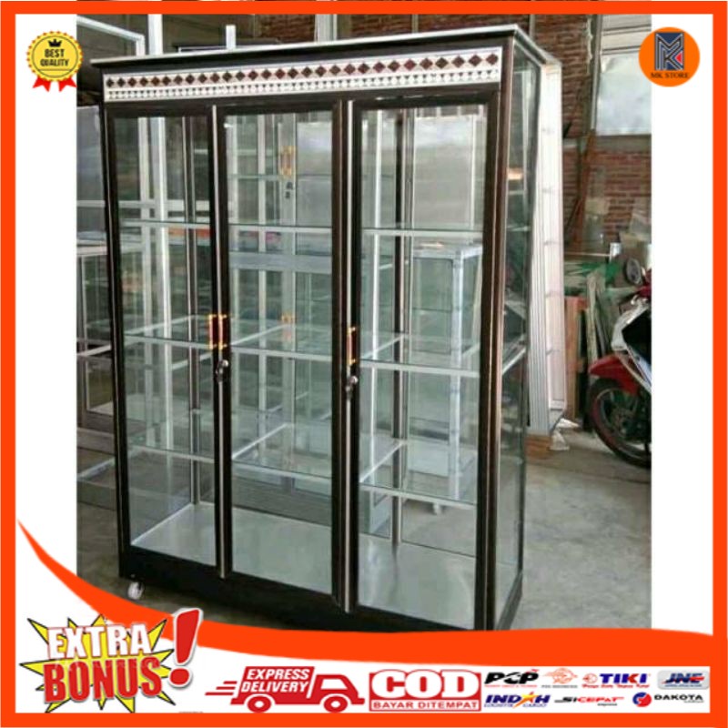 Jual LEMARI/RAK HIAS DISPLAY KACA ALUMUNIUM/ALMINI 3PT | Shopee Indonesia