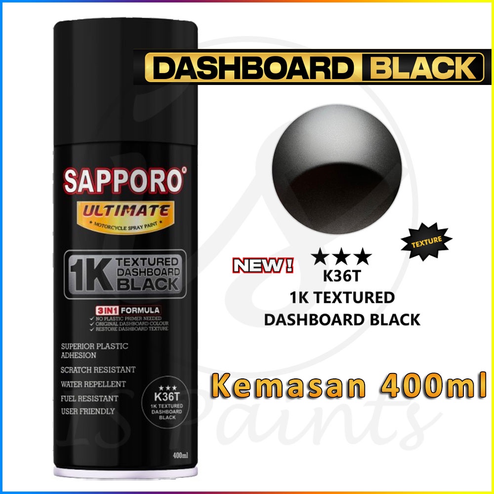 Jual Cat Aerosol Sapporo Ultimate K36T (1K Textured Dashboard Black) @400cc | Shopee Indonesia