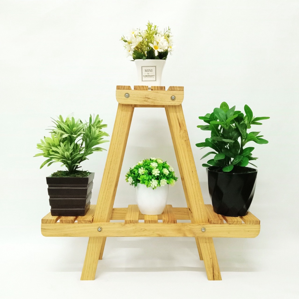 Jual RAK TANAMAN RAMAN natural wood rack standing plantter hiasan taman ...