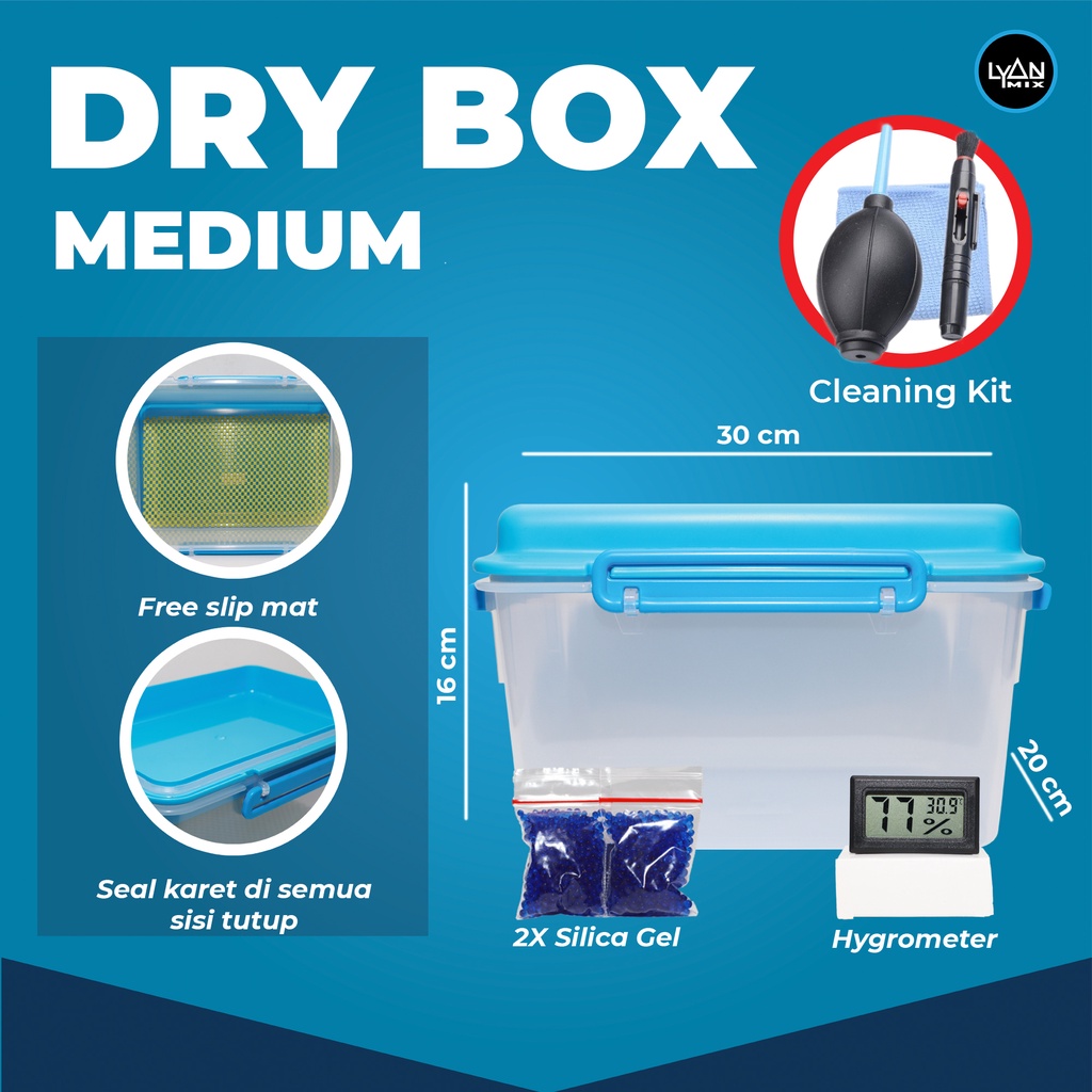 Jual drybox - dry box kamera MEDIUM hygrometer silica gel lenspen ...