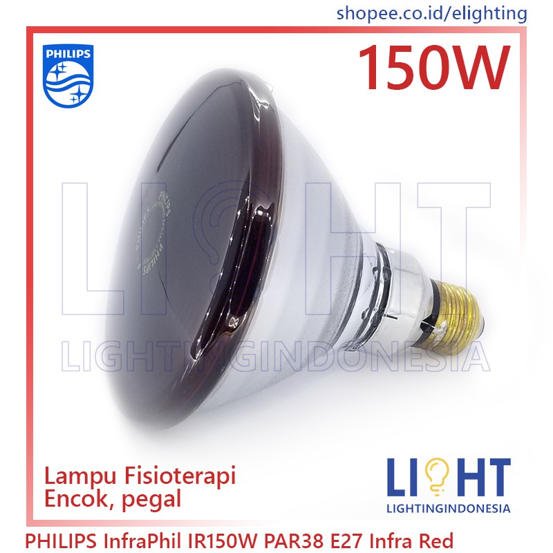 Jual Lampu Infrared PHILIPS InfraPhil PAR38 IR 150W E27 230V RED Lampu Encok Fisioterapi ...