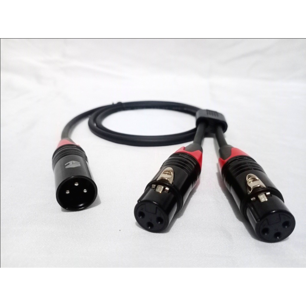 Jual KABEL CANON XLR MALE KE FEMALE 2 CABANG JACK BLACK 24-26 METER ...