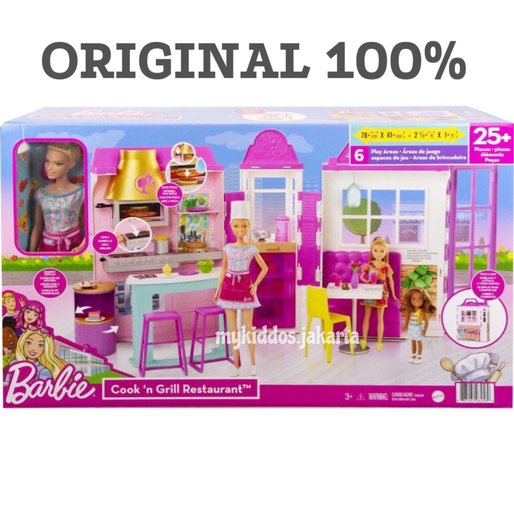 Jual Barbie Cook 'n Grill Restaurant Playset / 30+ pieces [Original ...