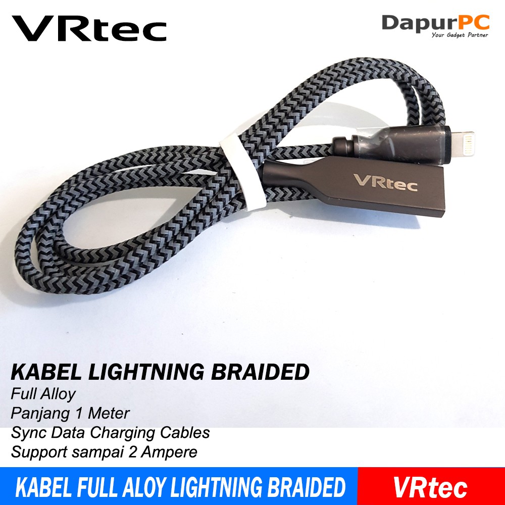 Jual Kabel Lightning GREY Braided VRtec FULL ALOY Original | Shopee ...