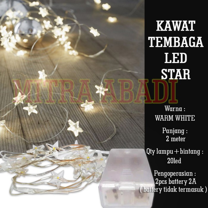 Jual Lampu Natal Kawat Tembaga LED Star / Bintang 20 LED 2 Meter Batre ... Jual Lampu Natal Kawat Tembaga LED Star / Bintang 20 LED 2 Meter Batre ...