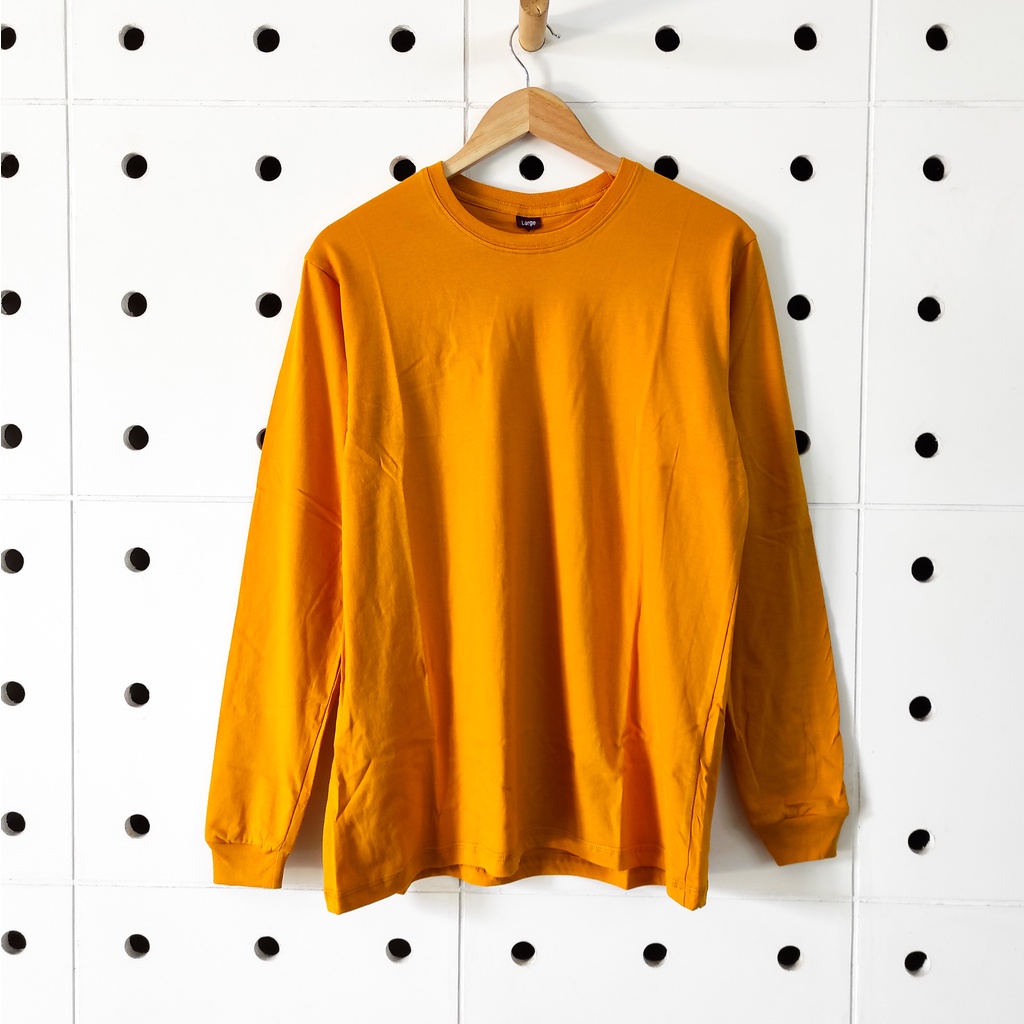Jual Kaos Polos Lengan Panjang Pria Yellow Mustard Cotton Combed 30s ... Jual Kaos Polos Lengan Panjang Pria Yellow Mustard Cotton Combed 30s ...