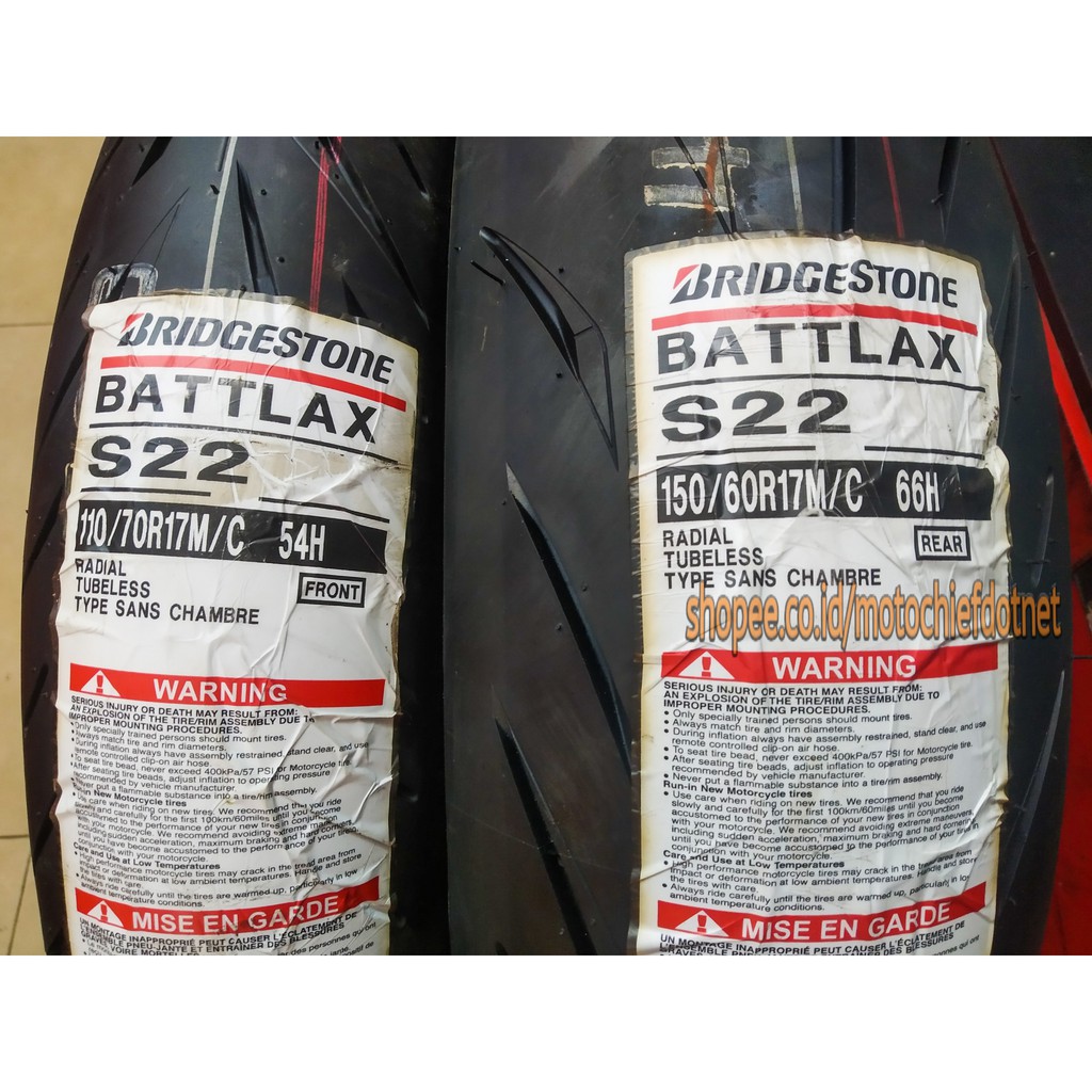 Jual Ban Bridgestone Battlax S22 110/70 - 17 & 150/60 - 17 R15 NEW R25 ...