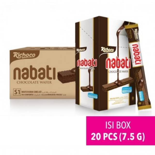 Jual Richoco Nabati Chocolate Wafer Cokelat Coklat box 20pcs | Shopee Indonesia