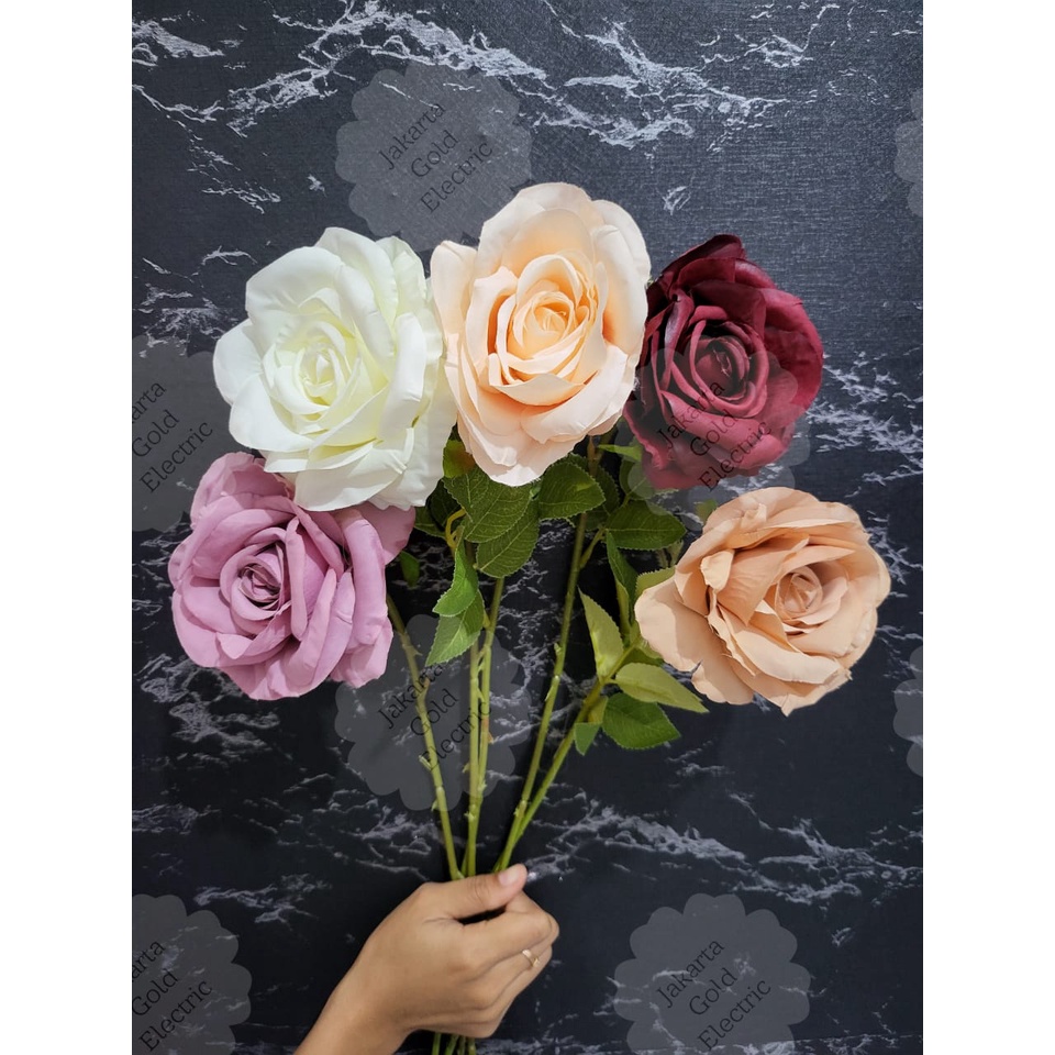 Jual Bunga Mawar Artificial Kuntum Premium Pertangkai Real Rose Kelopak ...