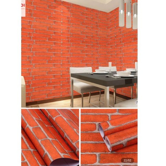 Jual Wallpaper Dinding Bata Orange 8m s/d 9m x 45cm | Shopee Indonesia