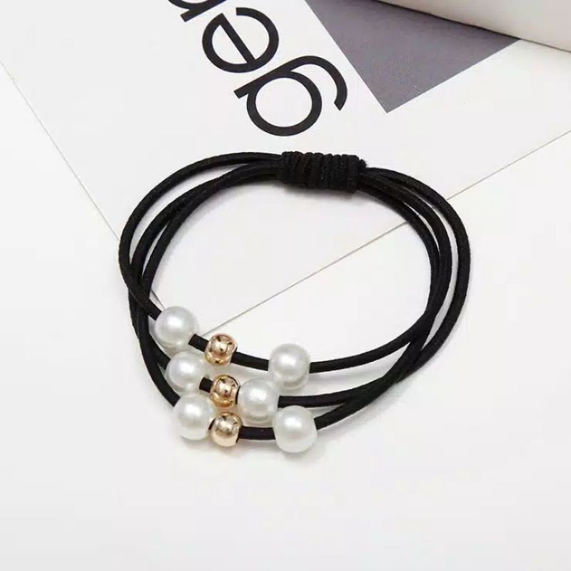 Jual [ COD ] IKAT RAMBUT MUTIARA 3 LAYER TALI FASHION KOREA / GELANG ...