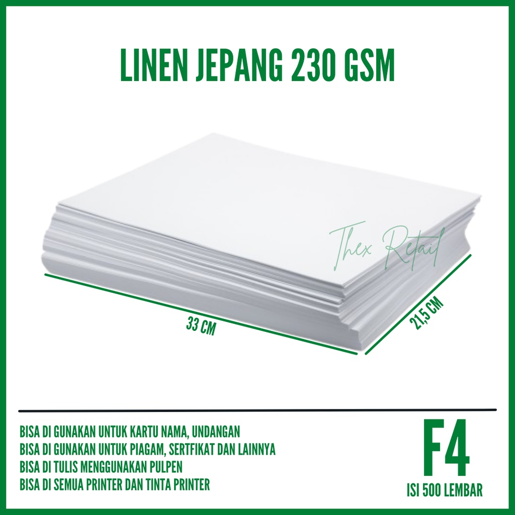 Jual Kertas Linen 1 Rim F4 isi 500 lembar / Kertas Sertifikat F4 Linen ...