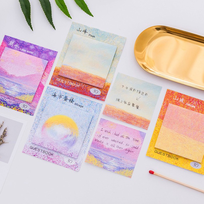 Jual Sticky Notes / Memo Stick Motif Cat Minyak Pemandangan (30 Lembar ...